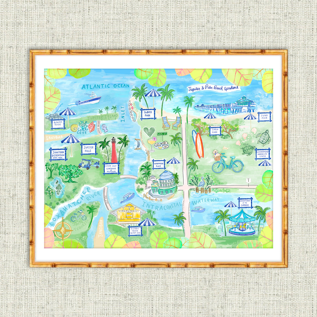 2024 Map of Jupiter & Palm Beach Gardens – Katie Herman Art