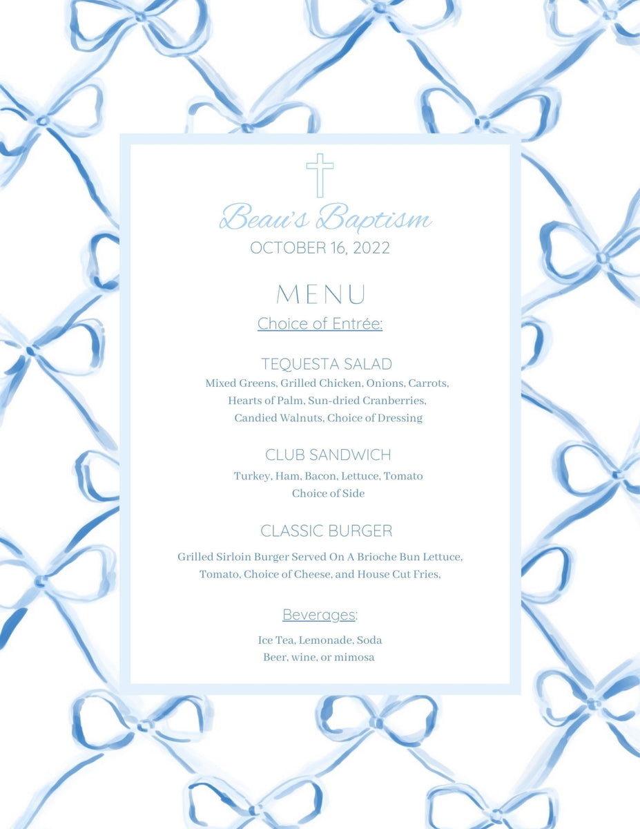 Digital Download | Menu baby blue bows – Katie Herman Art