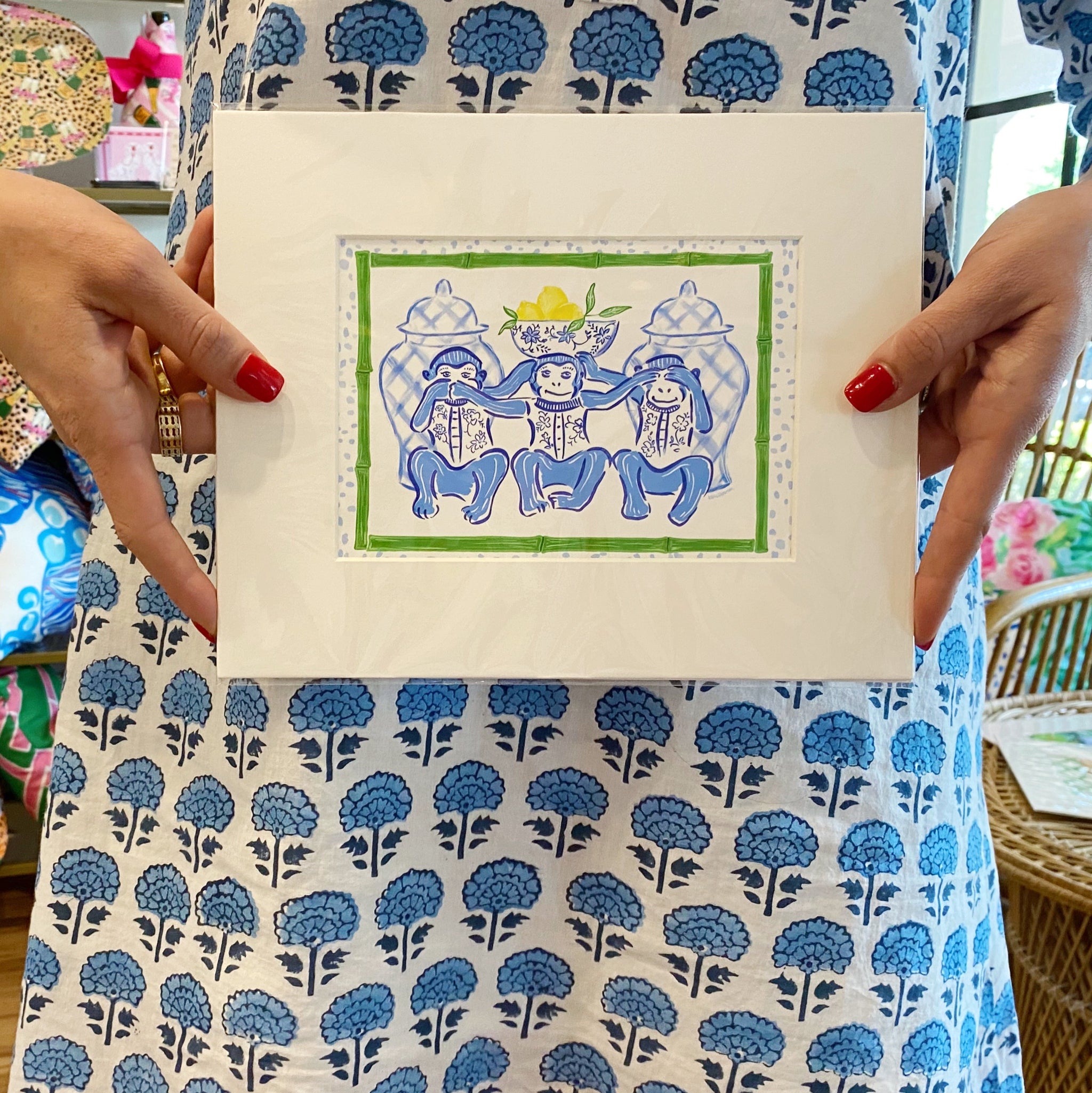 Three Wise "Chinoiserie Chic" Monkeys – Katie Herman Art