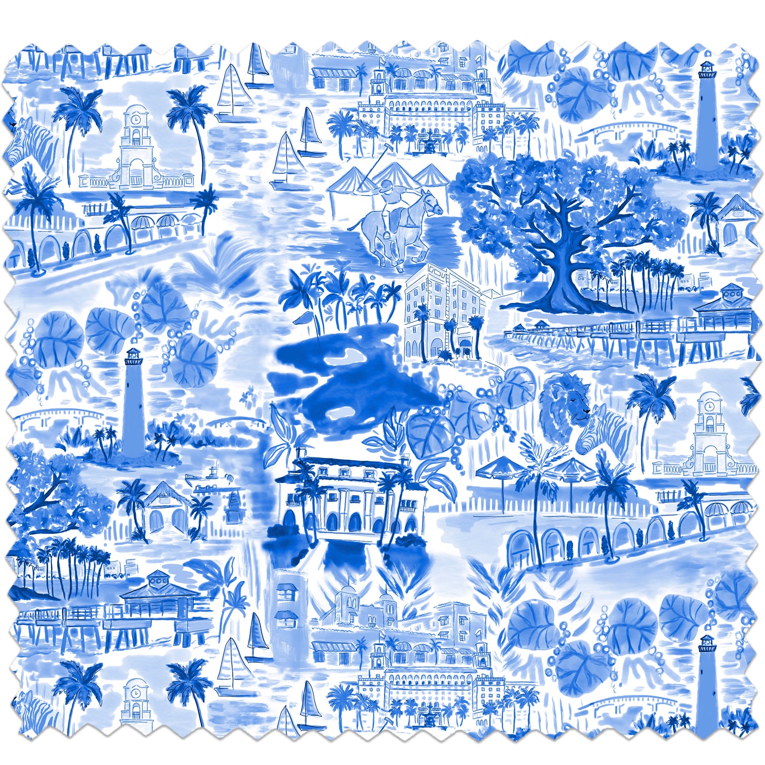 Palm Beach Blue & White Fabric – Katie Herman Art